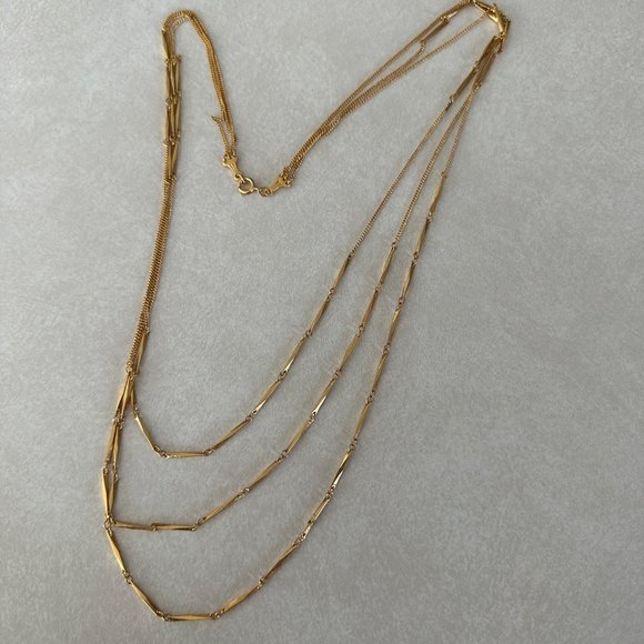 Jewelry | Gold Plated Triple Strand Chain Link Necklace | Poshmark